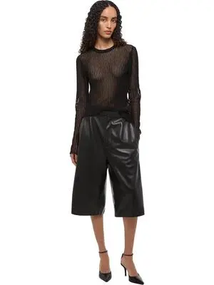 Helmut Lang Spaced Sheer Crewneck Top - Black