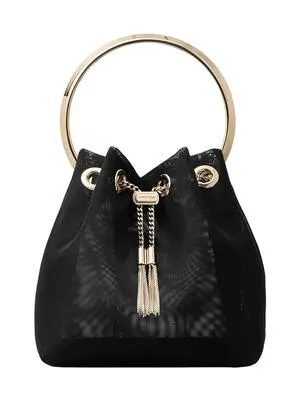 JIMMY CHOO Bon Bon Mesh Bucket Bag - Black
