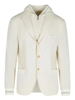 Eleventy Cream Cotton Blazer - Beige