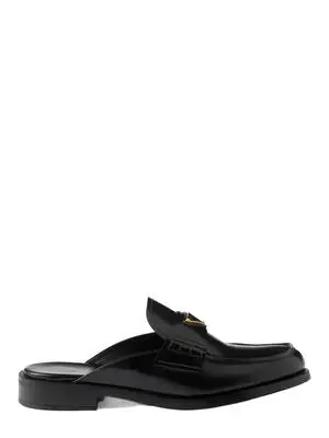 Prada Brushed Leather Mules - Black