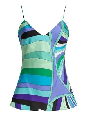 Emilio Pucci Pucci Printed Silk Top Green