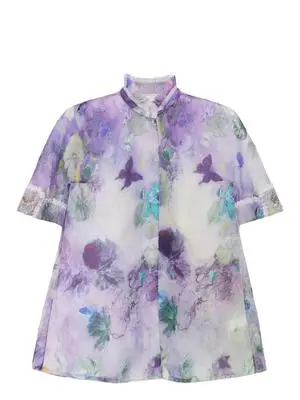 Shiatzy Chen Mandarin-collar Printed Shirt - Purple
