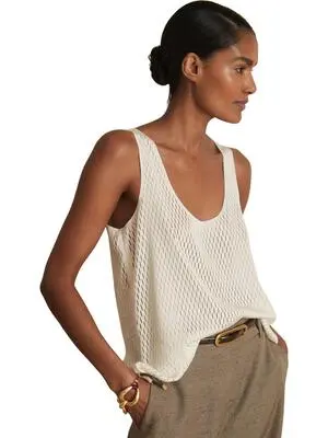 REISS Isabelle Atelier Laser-cut Top - Cream