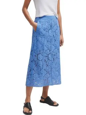 ME+EM Lace A-line Midi Skirt - Vivid Blue