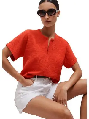 ME+EM Textured Jersey Boxy Tee - Intense Orange