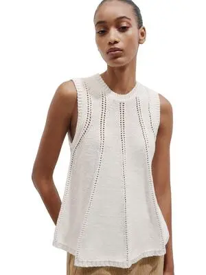 ME+EM Chunky Cotton Swing Knit Vest - Soft White