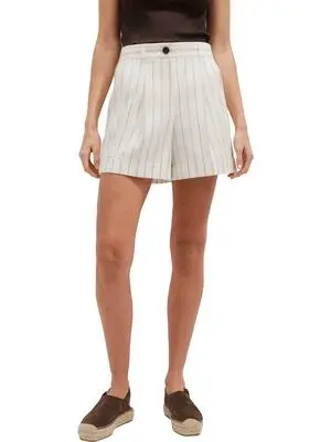 ME+EM Striped Organic Cotton Twill Shorts - Multi Stripe