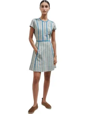 ME+EM Textured Stripe Jersey Short Dress - Topaz Blue