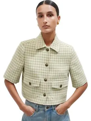 ME+EM Dogtooth Short Sleeve Jacket - Mint Sorbet