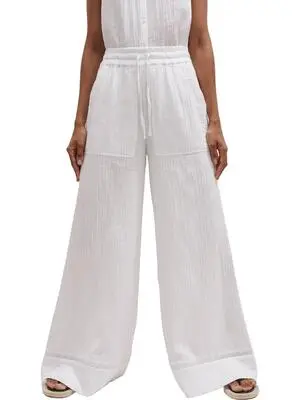 ME+EM Cheesecloth Lace Trim Insert Trousers - Soft White