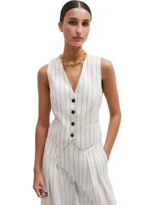ME+EM Striped Tailored Waistcoat - Multi Stripe