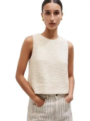 ME+EM Bouclé Textured Crop Top - Cream