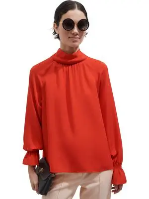ME+EM Silk Blouse - Intense Orange