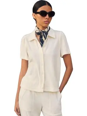 ME+EM Towelling Short-sleeve Shirt - Cream
