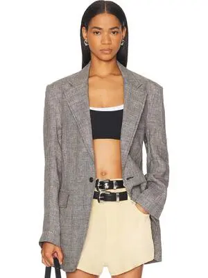 R13 Oversized Ragged Blazer - Black & White Glen Plaid
