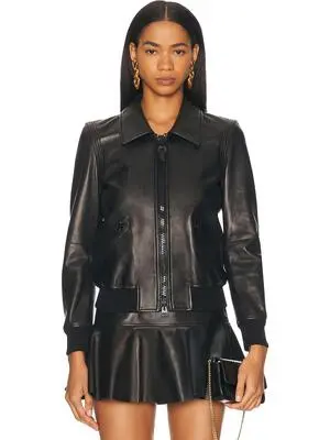 TOM FORD Leather Collar Jacket - Black