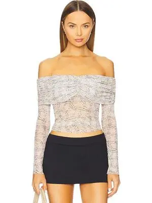 AFRM Lilith Off-shoulder Top - Lace Plaid