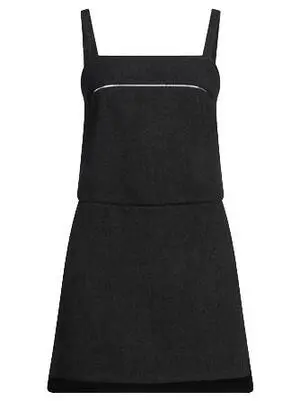 Max Mara Virgin Wool Blend Square Neck Mini Dress - Grey