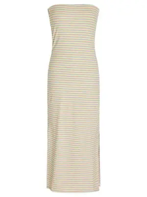 Melissa Odabash Aubrey Strapless Striped Jersey Midi Dress - Multicolor