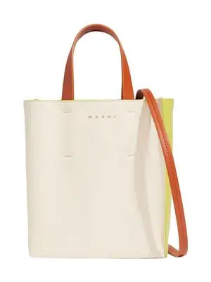 Marni Museo Soft Mini Leather Tote Ecru