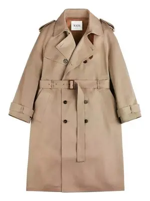 TOD'S Double-breasted Trench Coat - Neutrals