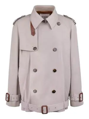TOD'S Cotton Trench Jacket - Neutrals