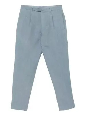 DELL'OGLIO Pleated Tapered-leg Trousers - Blue