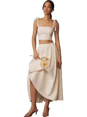 HUTCH Tie-strap Crop Top & Midi Skirt Set - Ivory