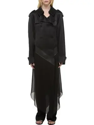 Helmut Lang-Helmut Lang Scarf Detail Silk Trench Coat