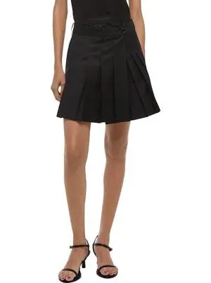 Helmut Lang Pleated Wool Skort - Black