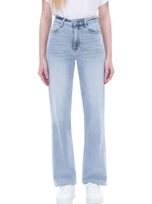 BAYEAS Raw Hem Wide Leg Jeans - Glacier