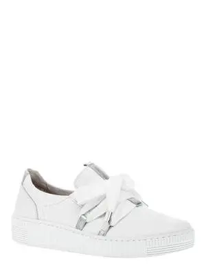 Gabor Bow Leather Sneaker - White
