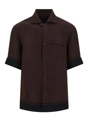 FERRAGAMO Monogram Short Sleeve Shirt - Natural
