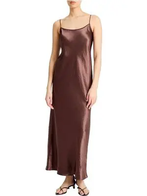 VINCE Satin Bias Maxi Slip Dress