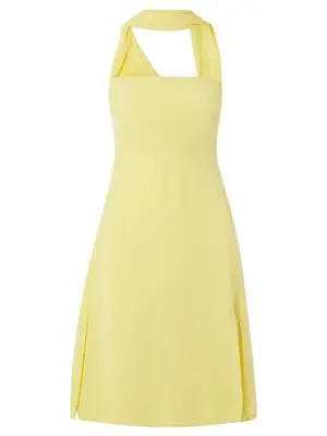 Versace Scarf-effect Cutout Silk-cady Mini Dress - Yellow