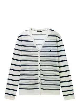 TOUT A COUP Striped Cardigan With Logo - Black
