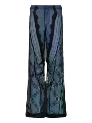 Christopher Esber Sheer-overlay Wide-leg Jeans - Blue
