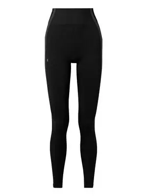 On Studio Striped Ribbed Stretch Recycled Leggings - Black