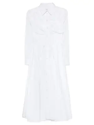 VIKTOR & ROLF Viktor & Rolf Pleated Cotton Poplin Midi Shirt Dress