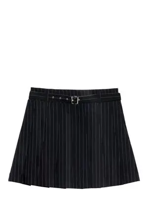 TOUT A COUP Striped Pleated Skirt - Blue