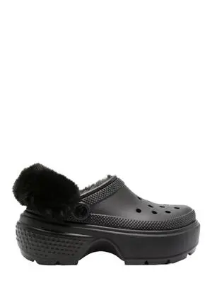 CROCS Faux-fur Platform Clogs - Black