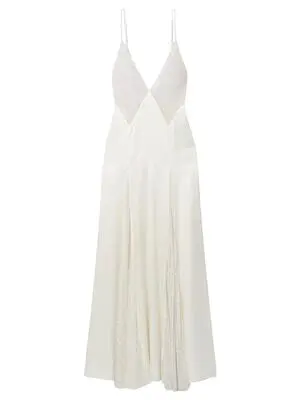Kiki De Montparnasse Ange Leavers Lace And Satin Gown - Ivory