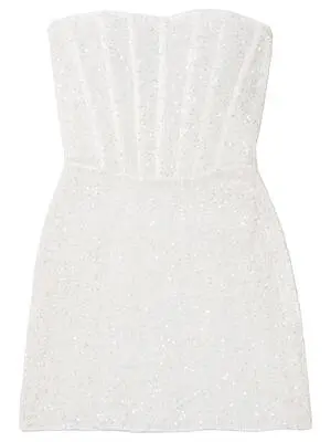 Kiki De Montparnasse Ange Embellished Lace Mini Dress - Neutrals