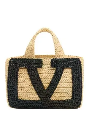 Valentino Garavani Small Raffia Tote Bag - Neutrals