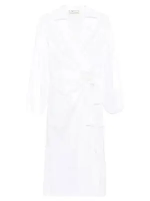 Blumarine Rose-appliqué Poplin Midi Dress - White