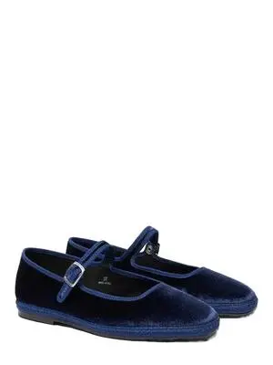SCAROSSO Petra Velvet Slippers - Blue - Velvet