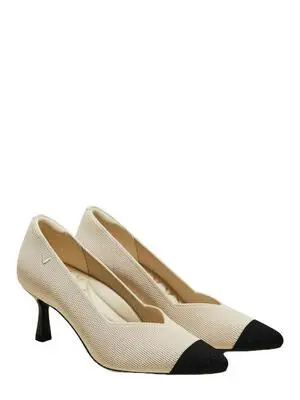 Vivaia Anna Pointed-toe Mid Heels - Cream Ivory/black