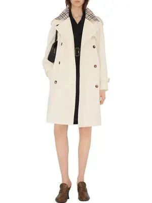 Burberry Mid-length Check Collar Castleford Trench Coat - Cotton