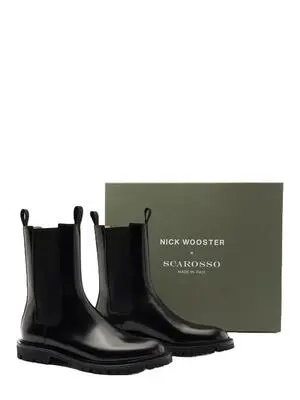 SCAROSSO Wooster Chelsea Boots - Black - Brushed Calf