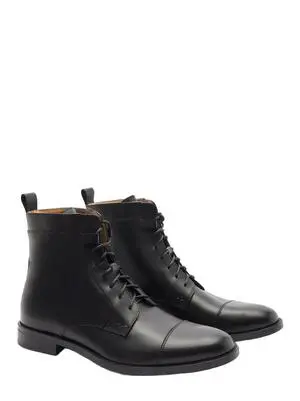 SCAROSSO Dante Lace-up Boots - Black Calf
